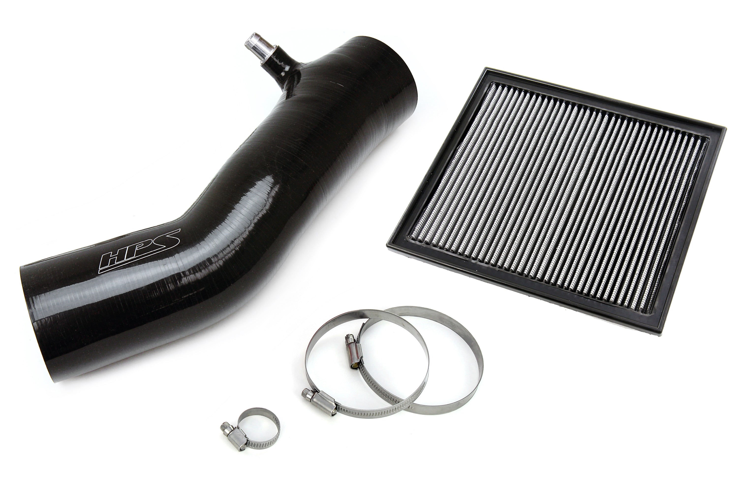 HPS Performance Silicone Air Intake Kit with Drop in Air Filter, Black ...